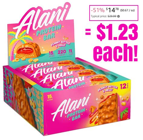 Alani Nu Protein Bars Peanut Butter And Jelly 12 Count For 14 78 Reg