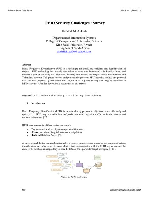 PDF RFID Security Challenges Survey