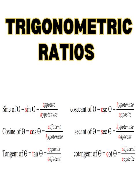 Six Trigonometric Ratios Photo Pdf