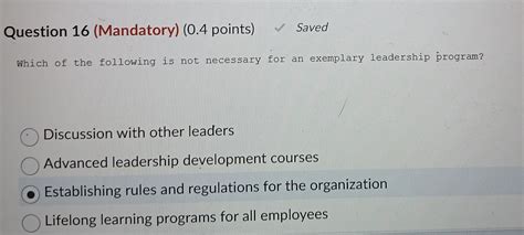 Solved Question 16 Mandatory 04 ﻿pointswhich Of The