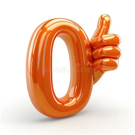 Orange Number Zero With Thumbs Up 3d Render Stock Illustration