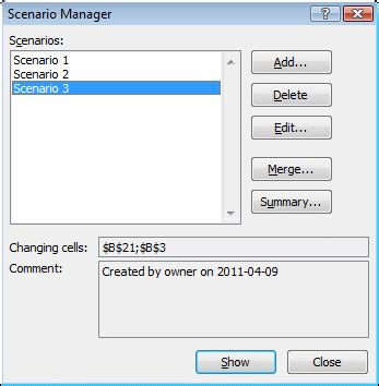 Excel Exercise On Scenario Manager