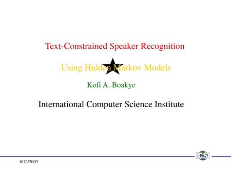 Ppt Text Constrained Speaker Recognition Using Hidden Markov Models Powerpoint Presentation