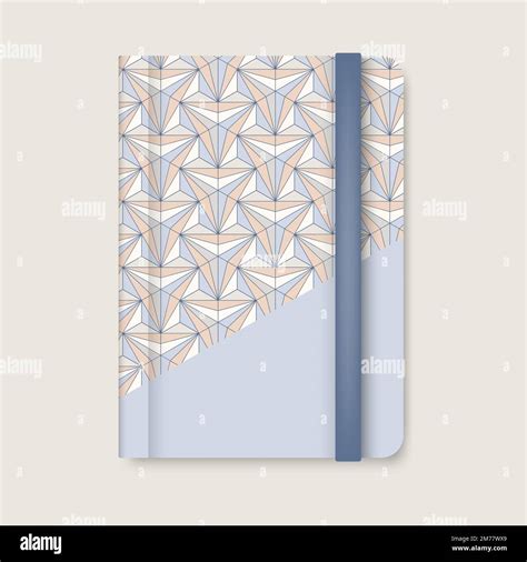 Pastel Geometric Pattern Cover Of A Blue Diary Vector Stock Vector
