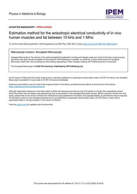 Pdf Estimation Method For The Anisotropic Electrical Conductivity Of