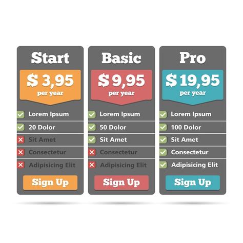 premium vector price table