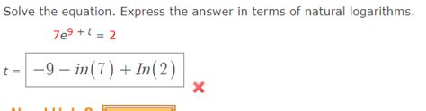 Solved Solve The Equation Express The Answer In Terms Of Chegg