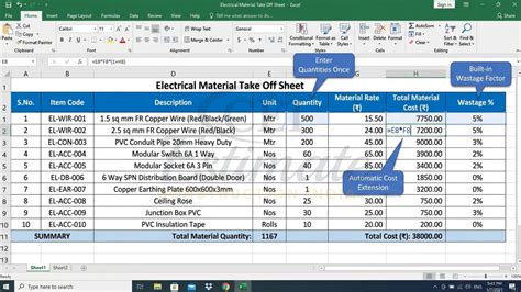 Professional Electrical Take Off Template