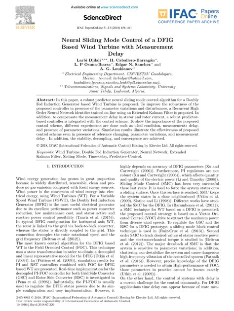 Pdf Neural Sliding Mode Control Of A Dfig Based Wind Turbine With Measurement Delay