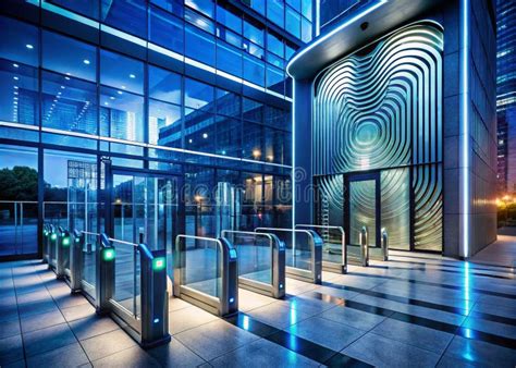 Biometric Fingerprint Scanning Futuristic Architecture Enhances