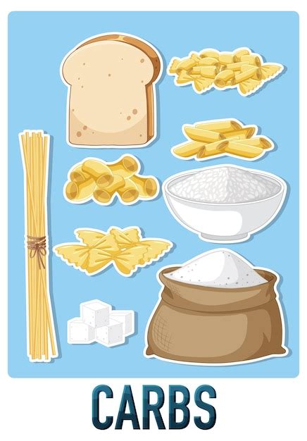 Variedad De Alimentos Con Carbohidratos Vector Gratis