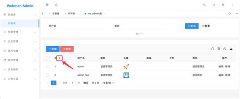数据库管理 Webman Admin手册