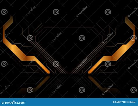 Golden Geometric Lines Abstract Futuristic Tech Background Stock Vector Illustration Of Modern