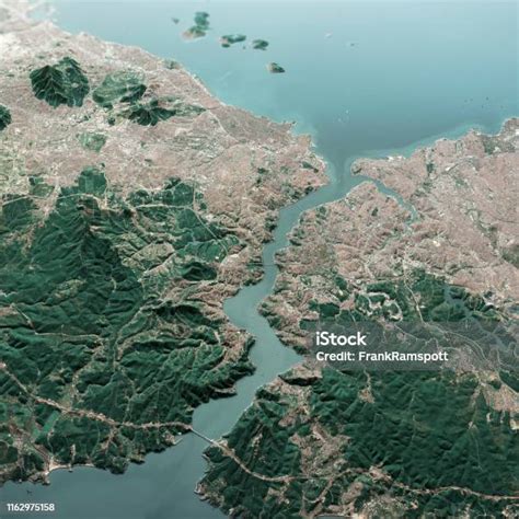 이스탄불 터키 3d 렌더링 공중 풍경 보기 에서 북쪽 10 월 2018 이스탄불에 대한 스톡 사진 및 기타 이미지 이스탄불 인공위성 뷰 3차원 형태 Istock