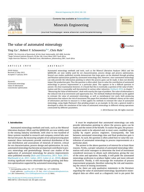 Pdf The Value Of Automated Mineralogy
