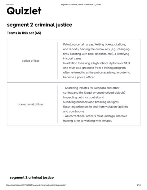 Segment 2 Criminal Justice Flashcards Quizlet