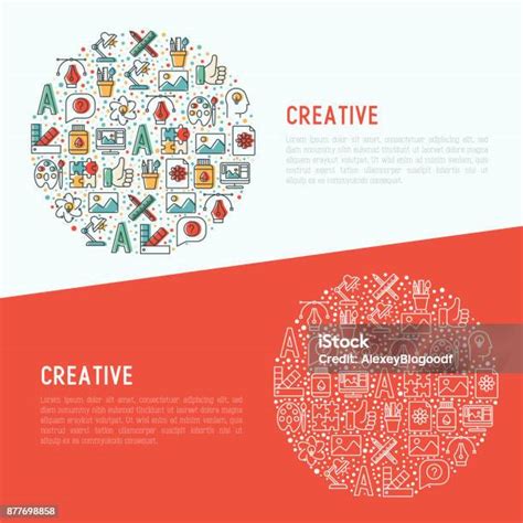 크리에이 티브 아이디어 퍼즐 색상표 브러쉬 창조적인 비전을 개발 디자인의 얇은 선 아이콘 원에 개념 배너 웹 페이지 인쇄 매체의 벡터 그림 개념에 대한 스톡 벡터 아트 및