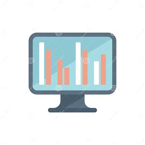 computer monitor displaying statistical bar chart illustration stock