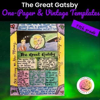 The Great Gatsby Creative One Pager Vintage Templates And A Rubric