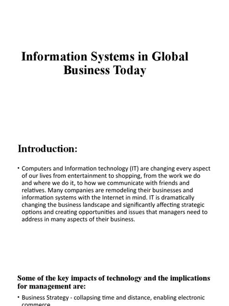 Information Systems In Global Business Today Pdf