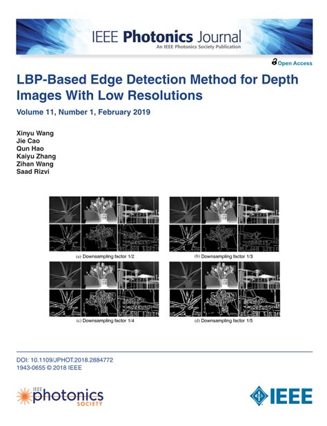 Pdf Lbp Based Edge Detection Method For Depth Images With Low Resolutions