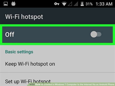how to connect a windows 7 computer to the internet via an android phone