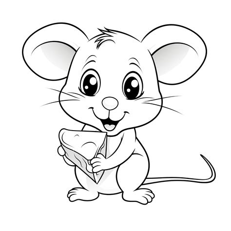 Nevető Egér Amely Sajtot Rág Ingyenes Színezőkép