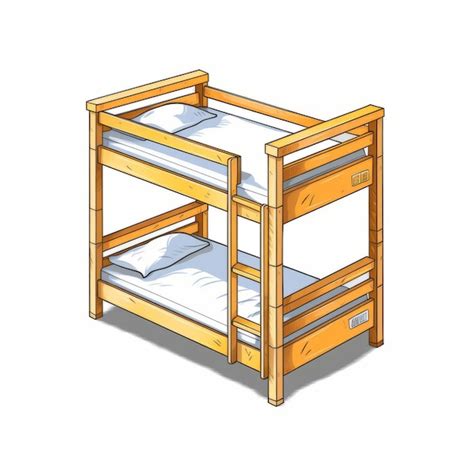 Premium Ai Image Minimalist Japanese Woodblock Style Cartoon Bunk Bed Illustration