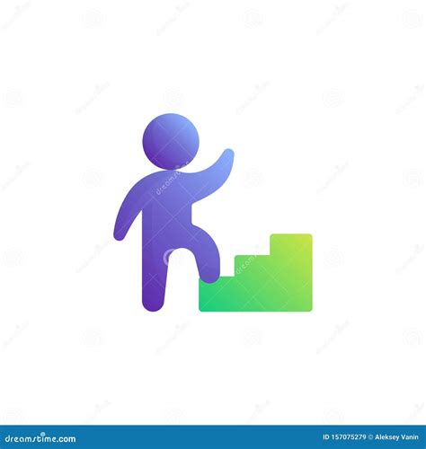 Man Career Ladder Flat Icon Stock Vector Illustration Of Sign Graphics 157075279