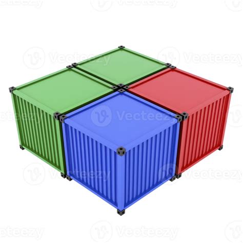 Four Colorful Shipping Containers Arranged In Square Showcase Vibrant
