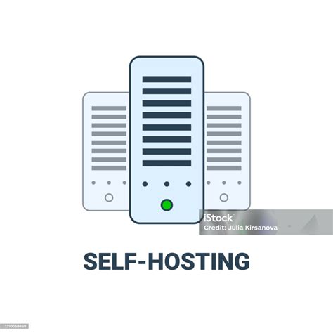 벡터 아이콘을 호스팅합니다 셀프 호스팅 또는 데이터 센터 로고 정보의 저장 및 교환 클라우드 서버 개성 개념에 대한 스톡 벡터 아트 및 기타 이미지 Istock