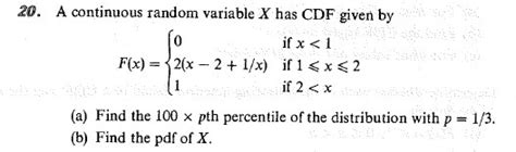 Solved A Continuous Random Variable X Has CDF Given By Chegg Com