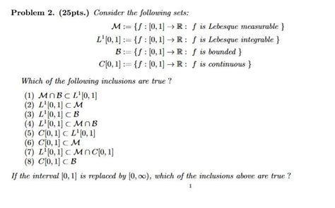 Solved Problem Pts Consider The Following Sets Chegg