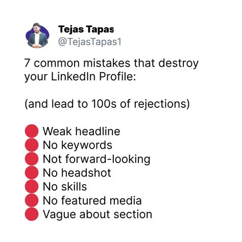How To Avoid Linkedin Mistakes Tejas Sudhir Tapas Posted On The Topic