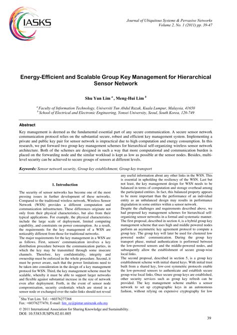 Pdf Energy Efficient And Scalable Group Key Management For Hierarchical Sensor Network