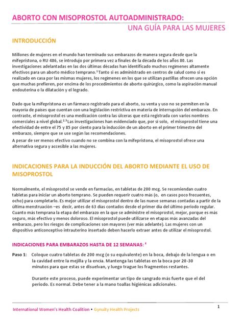 Mizoprostol Pdf Aborto El Embarazo