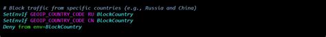 how to block ip by country using the htaccess file