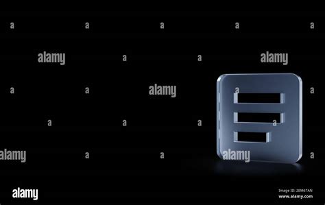 3d Rendering Of Frosted Glass Symbol Of Text Lines On Rounded Square Isolated On Black