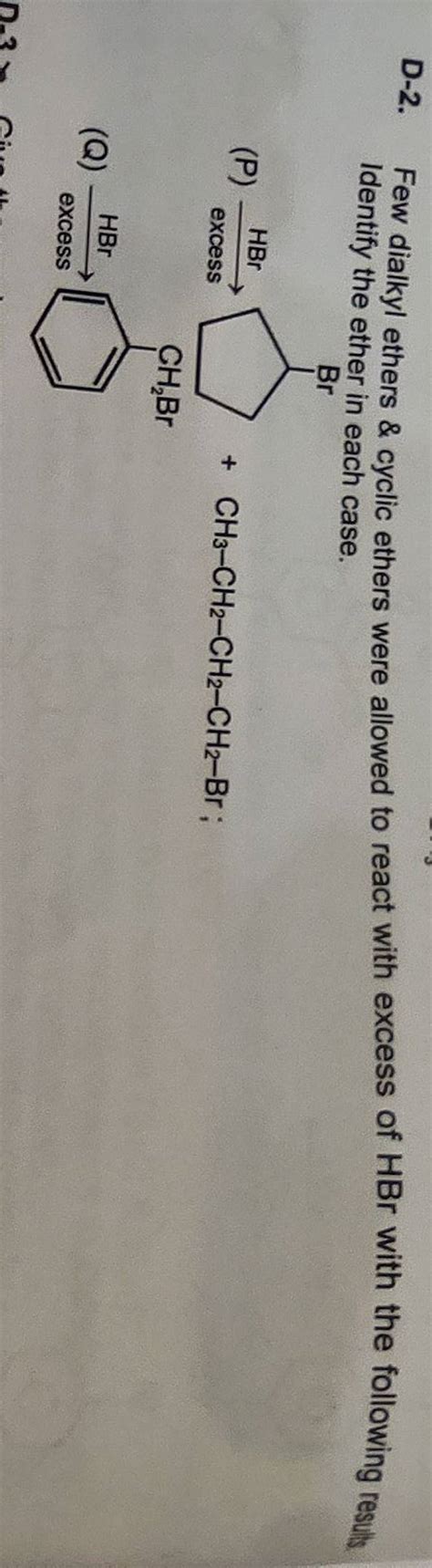 D 2 Few Dialkyl Ethers And Cyclic Ethers Were Allowed To React With Exces D 2 Few Dialkyl Ethers And Cyclic Ethers Were Allowed To React With Exces