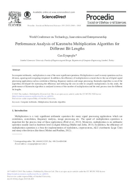 Pdf Performance Analysis Of Karatsuba Multiplication Algorithm For