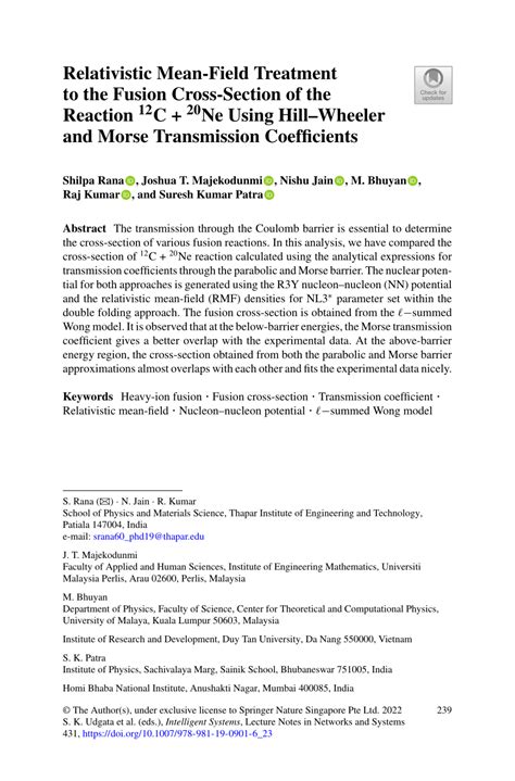 Pdf Relativistic Mean Field Treatment To The Fusion Cross Section Of The Reaction {12} C