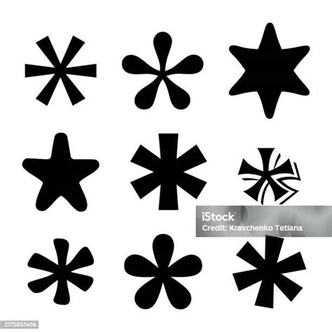 별표 기호 집합입니다 9가지 모양 대담하고 유쾌한 스타일 벡터 일러스트 레이 션 개성 개념에 대한 스톡 벡터 아트 및 기타 이미지 개성 개념 검은색 고체 Istock