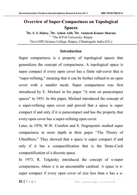 Pdf Overview Of Super Compactness On Topological Spaces