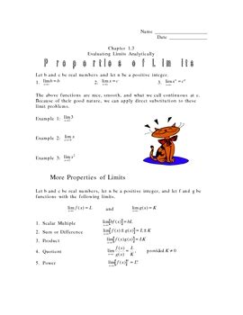 Solving Limits Analytically By Vanessa Moon Teachers Pay Teachers