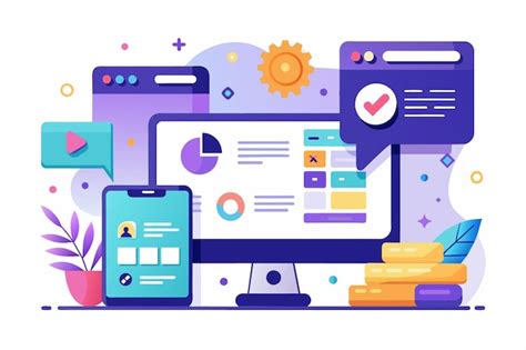 Premium Vector A Colorful Illustration Depicting Digital Marketing Analytics And Optimization