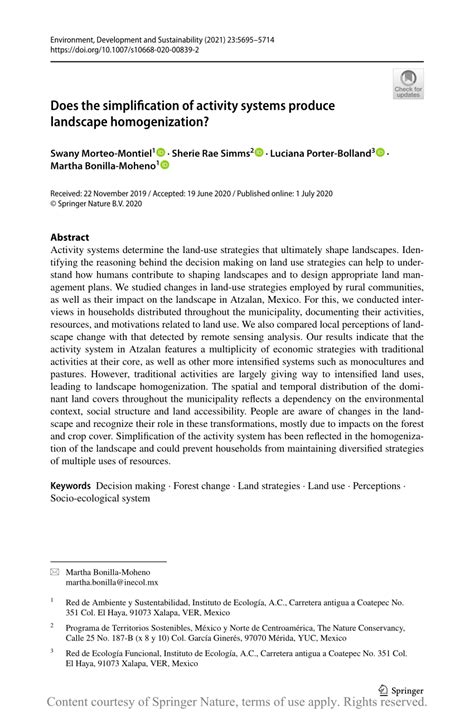 Does The Simplification Of Activity Systems Produce Landscape