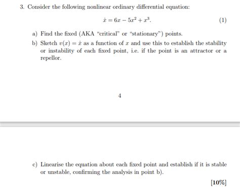 Solved 3 Consider The Following Nonlinear Ordinary