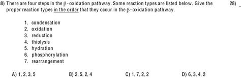 [answered] 28 There Are Four Steps In The B Oxidation Pathway Some Kunduz