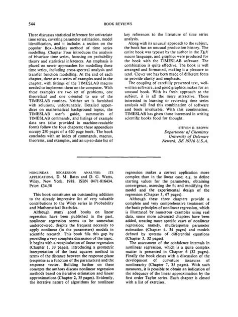 Nonlinear Regression Analysis Its Applic Pdf Regression Analysis Time Series