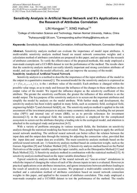 Sensitivity Analysis In Artificial Neural Network And Its Applications On The Research Of